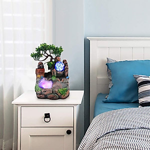 AMAVIP Rockery Stream Tabletop Fountain, Zen Meditation Indoor Waterfall Feature with Automatic Pump, for Home Office Bedroom Desk Decoration (Style 3)