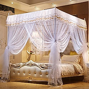 Xierdio Stainless Steel Canopy Frame, Bedroom Decoration Support is Used for Metal Wooden Bed Platform Size Double Bed Full Double Bed (Queen)