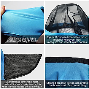 Homelay Breathable Horse Fly Mask with Ear, UV Protection, Blue Full