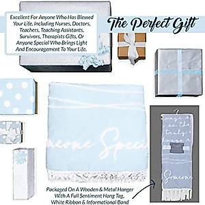 Pavilion - Someone Special 50" x 60" Luxury Sherpa Tassel Raised Text Throw Blanket Survivor Nurse Teacher Friend Encouragement Housewarming Gift - Threaded Together