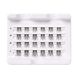 KISS Falscara DIY Eyelash Extension Lengthening Wisps - Featherlight Synthetic Reusable Artificial Eyelashes Multipack of 24 Mini Lash Clusters for that Authentic Eyelash Extension Look