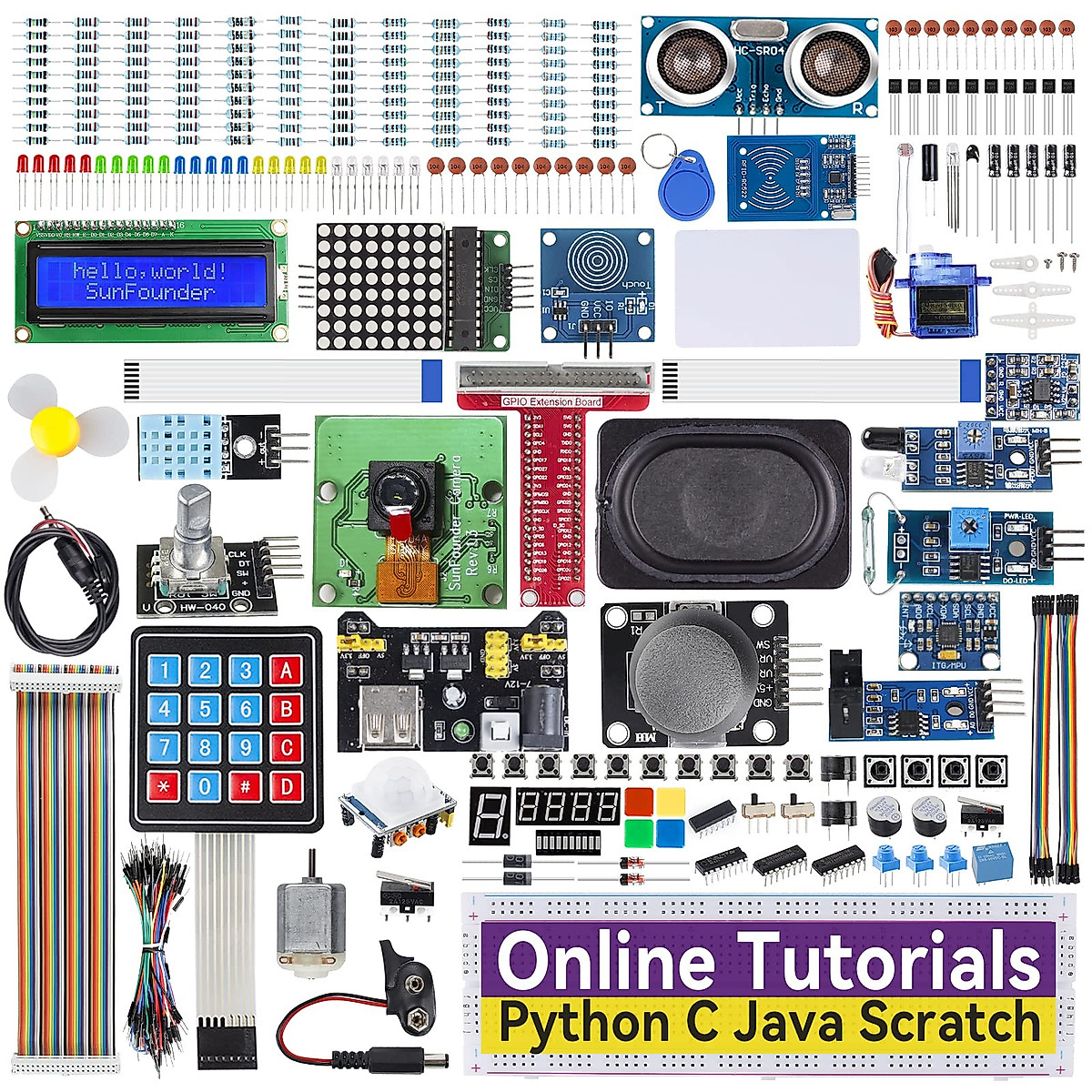 SunFounder Raspberry Pi Ultimate Starter Kit for Raspberry Pi 4B 3B+ 400 with PiCrawler AI Robot kit for Raspberry Pi