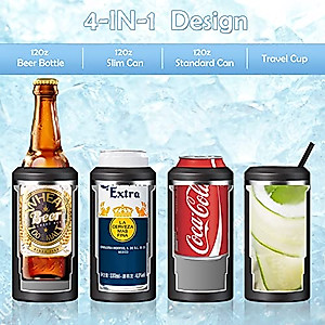 Sweeteek Can Cooler, Slim Can Koozie Insulated,12oz Stainless Steel Vacuum Insulated Drink Holder, Beer Bottle, Double Walled Slim Cans Holder Insulator for Hard Seltzer, Soda, Sparkling Water, black