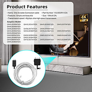 New 15m One Invisible Connection Cable VG-SOCR15/ZA Applicable for Samsung QLED 4K/The Frame TV Only, Compatible with QN75Q90RAFXZA QN65Q90RAFXZA QN65LS03RAFXZA QN55LS03RAFXZA QN55LS03BDFXZA