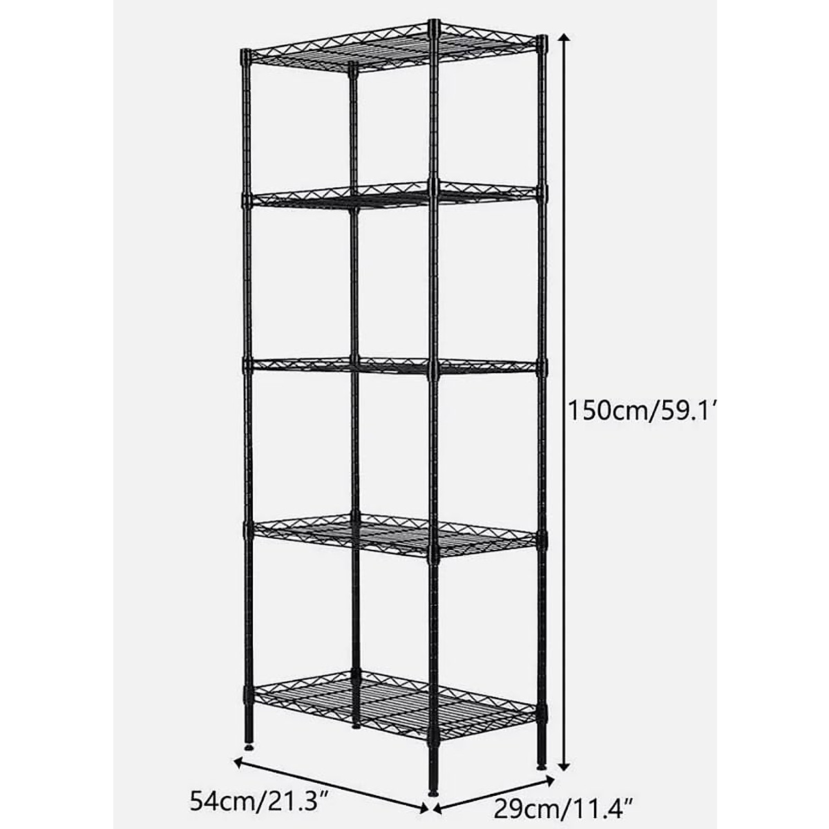 YFZZBH 60"x22"x12" 5 Layer Wire Shelving Rack Adjustable Shelf Storage Unit Commercial