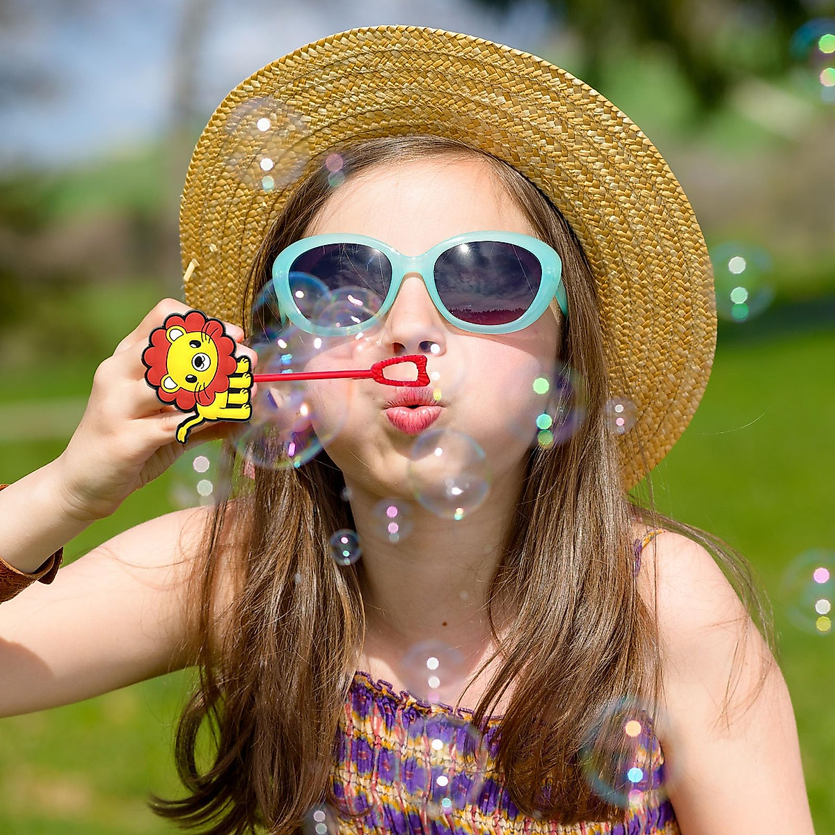 uoyoi Jungle Safari Party Favors,24Pcs Wild Animals Bubble Wands for Kids,Zoo Bubble Wand for Safari Wild One Birthday Party Supplies,Pinata Baby Shower Goodie Bag Stuffers Gift