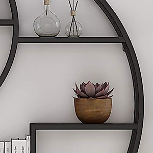 Great Deal Furniture Bobby Industrial Circular Firwood Hanging Wall Shelf, Gray and Pewter