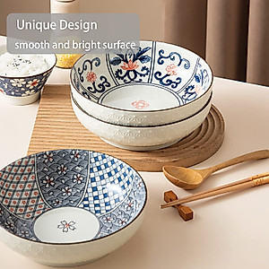 Ceramic Pasta Bowls，9.25 inch Large Salad Bowls,deep 2.76inch,72oz,Set of 3,Microwave and Oven Safe,Dishwarebowls for Serving Dinner, Salad, Soup, Oatmeal, Mix-Match Pattern, Gift