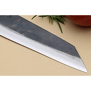 Yoshihiro Mizu Yaki Blue High Carbon Steel #1 Black Forged Petty Kiritsuke Japanese Utility Knife Shitan Handle (6'' (150mm) & Saya)