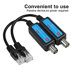 Demeras 1Pair 10/100Mbps 1CH IP Network Transmitter, Fast and Easy to Install Passive IP Network Coaxial Transmitter Receiver Extender for IP NVR Camera