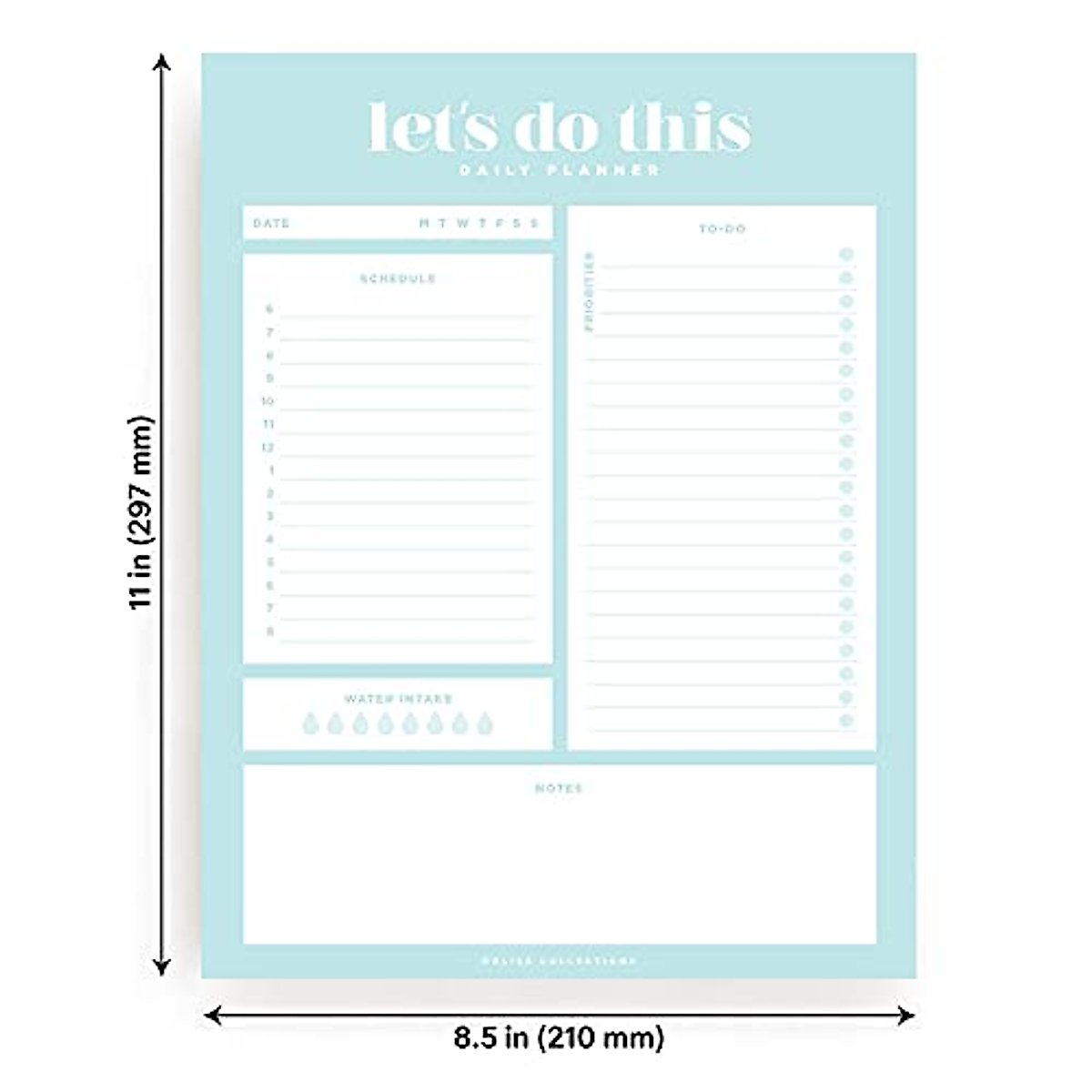 Bliss Collections Daily Planner, Let's Do This, Daily Notepad with Undated Sheets, Helps Organize and Track Health, Productivity, Appointments, Tasks and Goals, 8.5"x11" Tear-Off Sheets (50 Sheets)