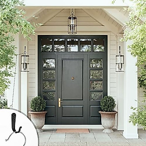 Qianyu 10 Pcs Black Wall Mounted Coat Hooks No Rust Metal Heavy Duty Single Prong Hanger Hook with 20 Pieces Screws for Hanging Hat Towel Key Robe Coats Scarf Bag Cap Coffee Cup Mugs