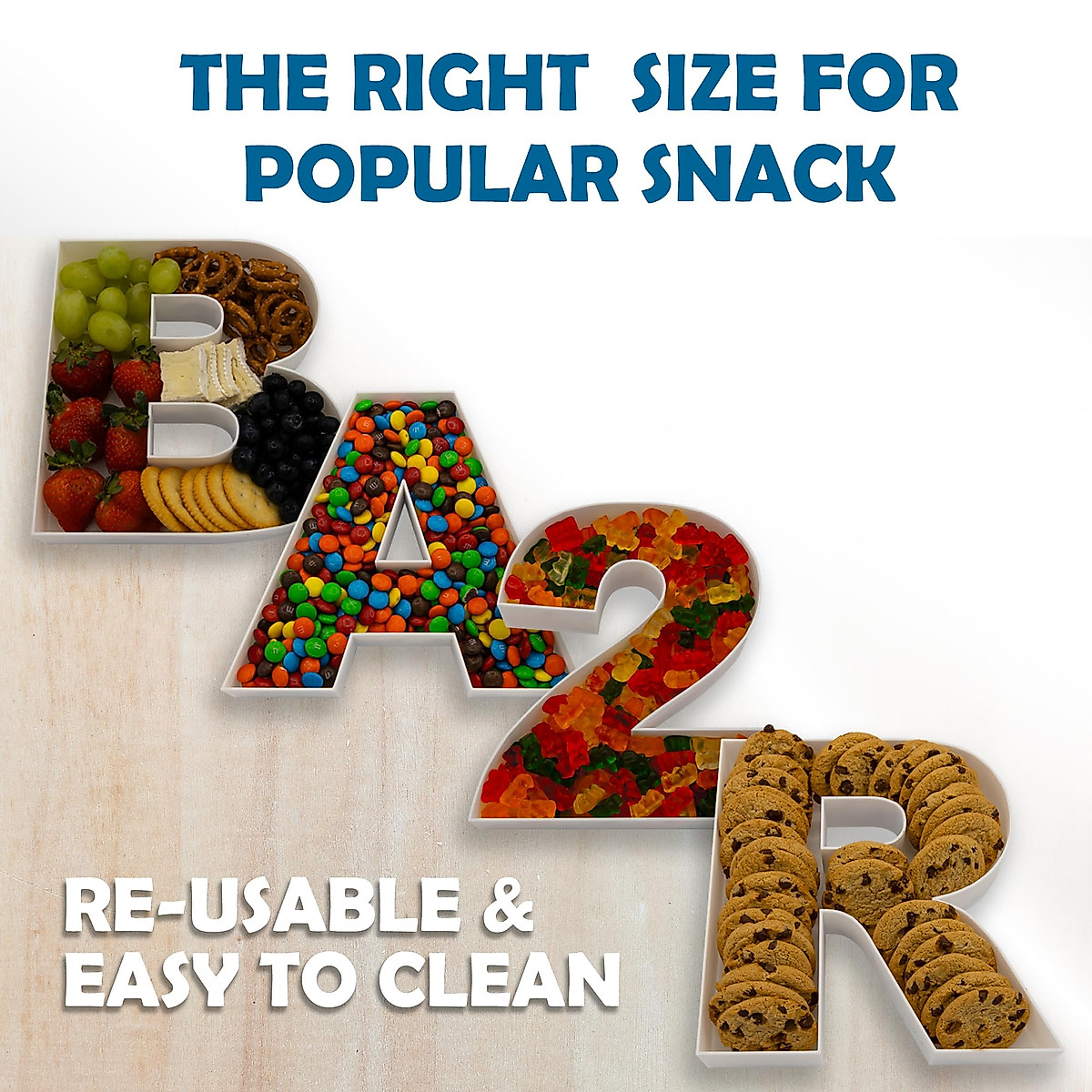 10" Reusable Plastic Box Form Tray Display for Treats, Charcuterie, Cake Pop, Candy, Charcuterie Box, Custom Charcuterie Letters Fillable - Reusable Letter Box - (White Plastic, A)