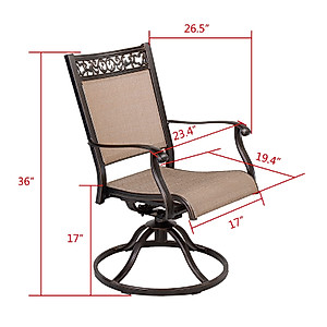 CASUAL WORLD Patio Sling Dining Chairs Set of 2, Outdoor Furniture Swivel Rocker Chairs with All-Weather Aluminum Frame for Bistro Garden Backyard Balcony