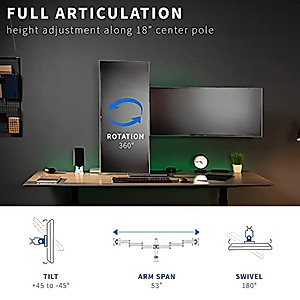 VIVO Dual Ultra Wide 13 to 38 inch Computer Monitor Mount, Fully Adjustable VESA Stand for 2 Wide Screens, STAND-V038M
