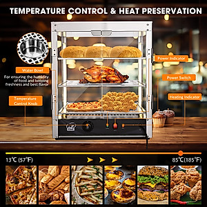 WeChef 3-Tier Commercial Food Warmer Display Pizza Warmer Countertop Pastry Warmer for Restaurant Cafe Buffet 20x20x24