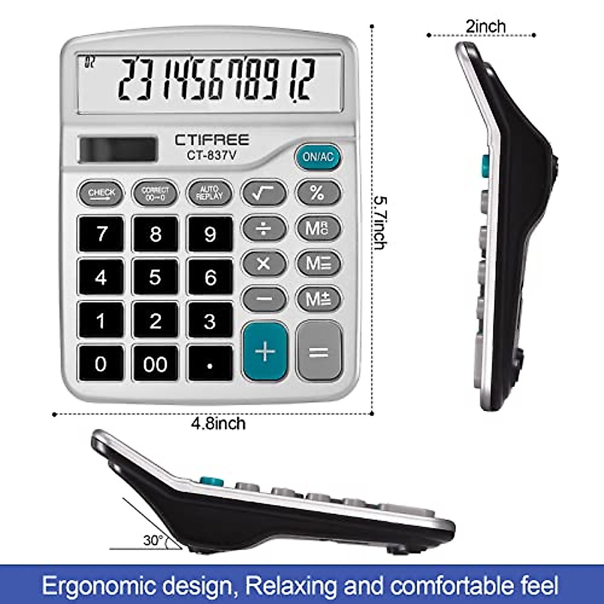 8 Pack Desk Calculators with Big Buttons and Large Display Dual Power Desktop Calculators 12 Digit Solar Power Calculator for Office, Home, School