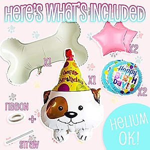 Dog Birthday Party Supplies Balloons | Perfect Puppy Bone Decorations for Lets Pawty, Woof, Birthday or Pet Adoption Parties | Mylar Foil Pet Themed Balloon Decor for Boy or Girl Dogs