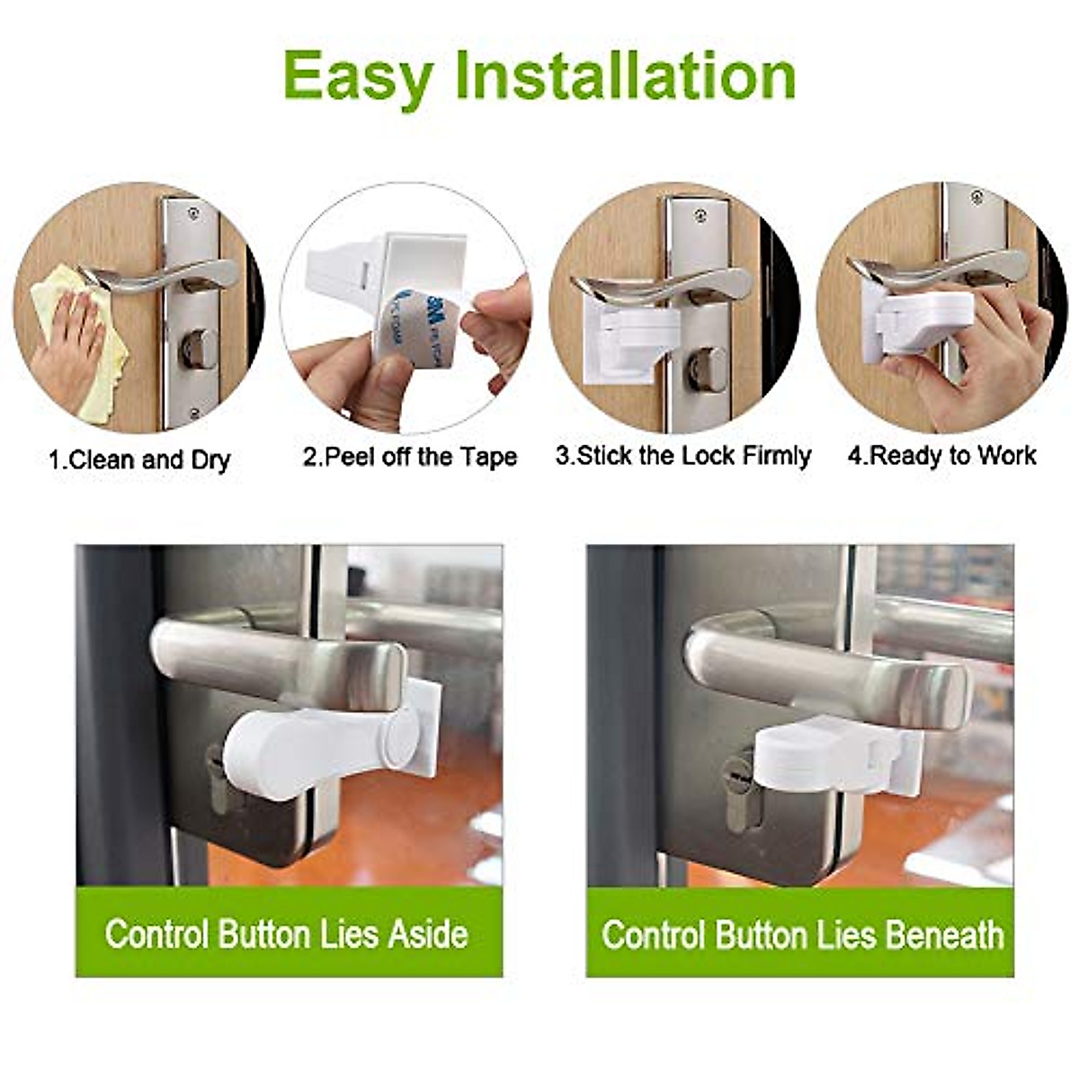 Childproof Door Lever Lock (6-Pack), Baby Proofing Door Handles Deter Toddler Pets from Opening Lever Doorknob or Getting Locked in Rooms - Child Safety - Easy Install Use