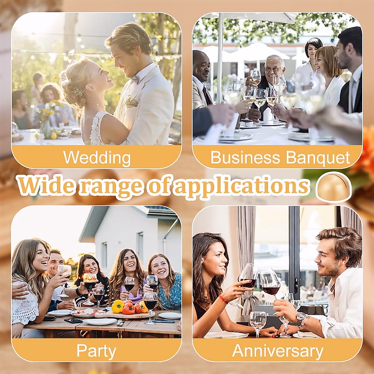 OLYCRAFT 20Pcs Round Table Number Stands Golden Wood Memo Photo Stand 1.5mm Slot Name Card Holders 1.9x1.2 inch Place Card Holders Table Number Holders for Weddings Anniversary Party