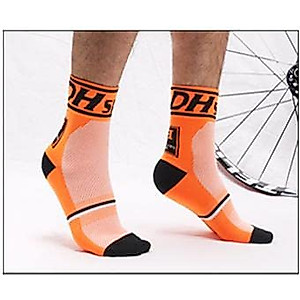 Beauty.N.Q Cycling Socks for Men Women Mountain Bike Mtb Bicycle Athletic Socks Sports (as1, alpha, one_size, regular, regular, White+Orange+Blue, S-Shoe 5-7)