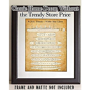 R. M. S. Titanic - White Star Lines Deck Plan - 11x14 Unframed Patent Print - Great Gift and Decor for History and Cruise Ship Buffs Under $15