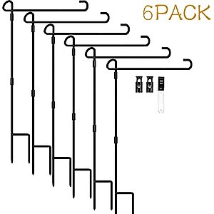 Garden Flag Holder Stand 6 Pack Garden Flag Pole for 13.5" Width 12 x 18 Inches Flags with Anti-Wind Clip for Outdoor Garden Yard Lawn