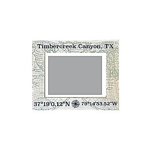R and R Imports Timbercreek Canyon Texas Souvenir Wooden Photo Frame Compass Coordinates Design Matted to 4 x 6