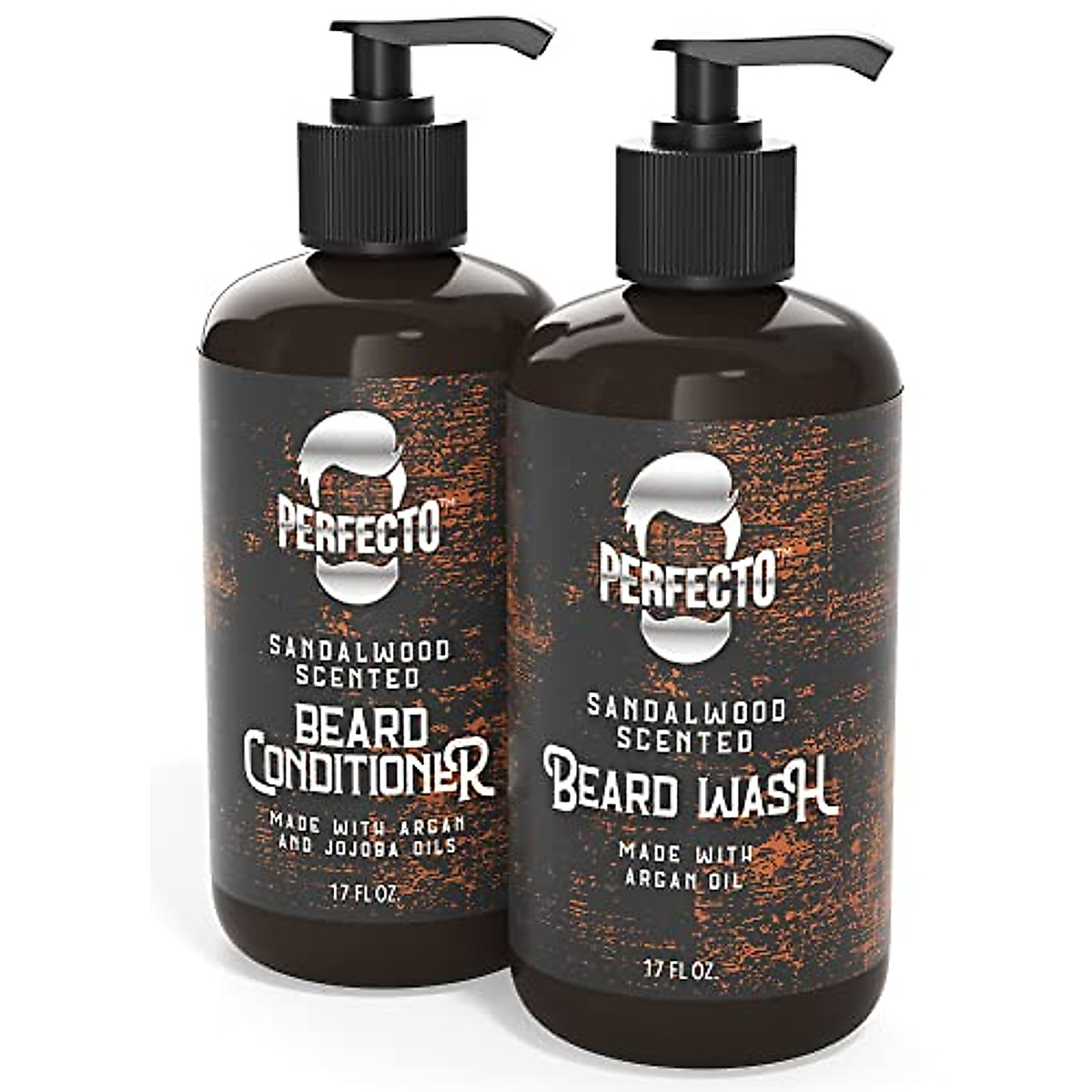 Beard Wash and Conditioner for Men - Beard Conditioner for Men and Anti Beard Dandruff Beard Moisturizer to Soothe Irritated Skin - Beard Care Softener for Growth - Strengthening Beard Wash for Men (Sandalwood Combo 17 Oz)