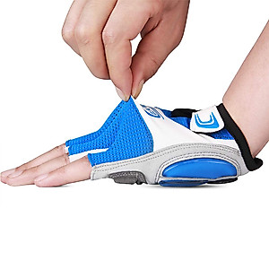 CXWXC Cycling Gloves for Men Women - Breathable Gel Road Mountain Bike Riding Gloves - Anti-Slip Half Finger Glove for Fitness Cycling Training Outdoor Sports (Blue, L)