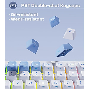 ROYALAXE L75 Wireless Mechanical Keyboard, Hot-swappable Wired/Bluetooth 5.0/2.4G Wireless Keyboard with RGB Backlit for Windows & Mac, PBT Keycaps, Gateron Yellow Switch Pro, Navy White