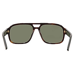 Gucci GG 0925S 002 Havana Plastic Aviator Sunglasses Green Lens