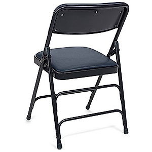 XL Series Vinyl Folding Card Table and Chair Set (5pc) - Comfortable Padded Upholstery for Easy Cleaning - Fold Away Design, Easy Storage - Premium Quality, Wheelchair Accessible (Navy)