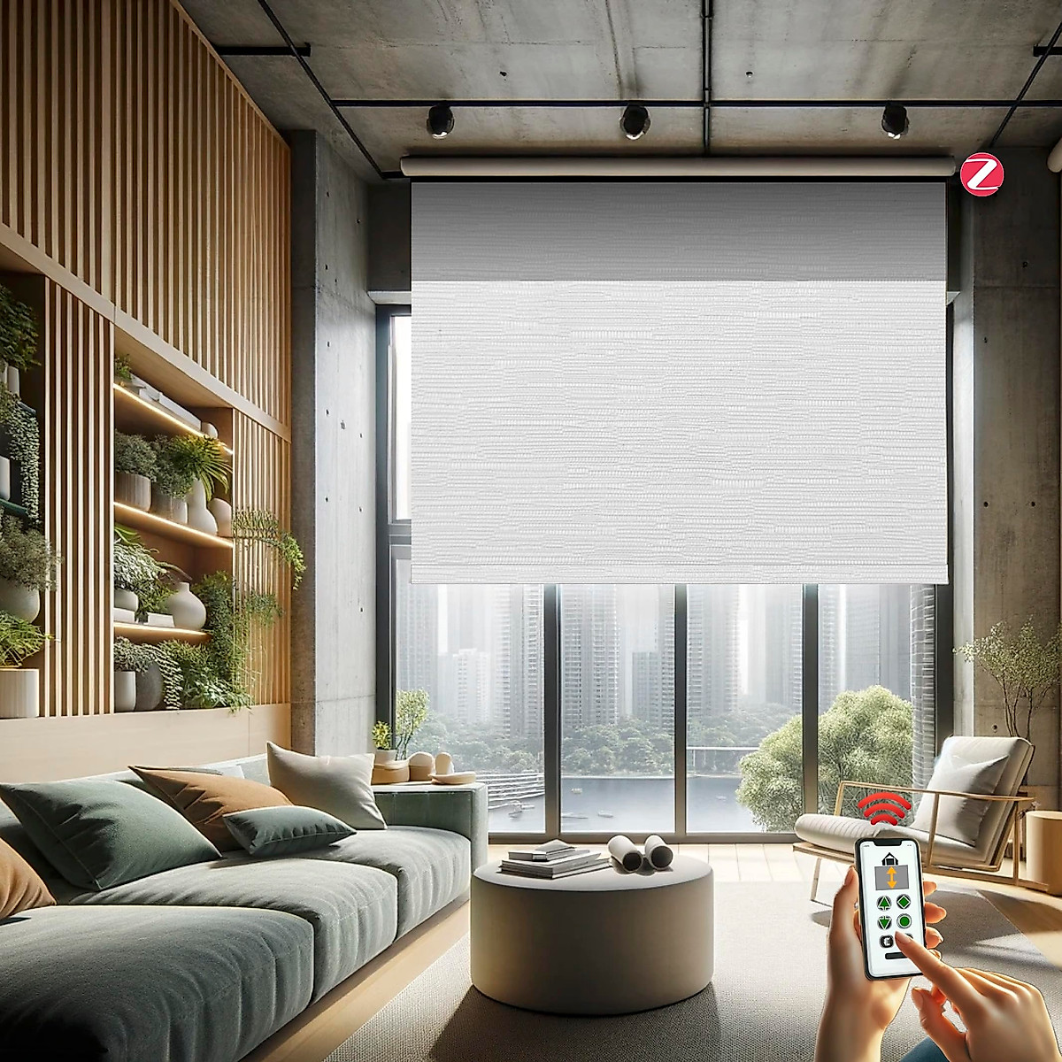 HILADUO Motorized Roller Blinds Customized Size Width 20-105 Inches