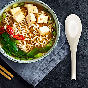 [600 COUNT] HAKOWARE by HARVEST PACK Disposable Asian Soup Spoons with Hook, made from Plastic, for Take-out Ramen Pho Noodles