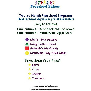 Palace Learning 5 Pack - Preschool Curriculum Kit on CD & ABC Alphabet + Numbers 1-10 + Shapes + Colors Poster Set (LAMINATED, 18” x 24”)