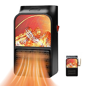 Plug In Heater for Indoor Use - 800W Mini Electric Fireplace Heater with Realistic 3D Flame, Low Wattage Space Heater, Quiet & Space-Saving Mini Heater