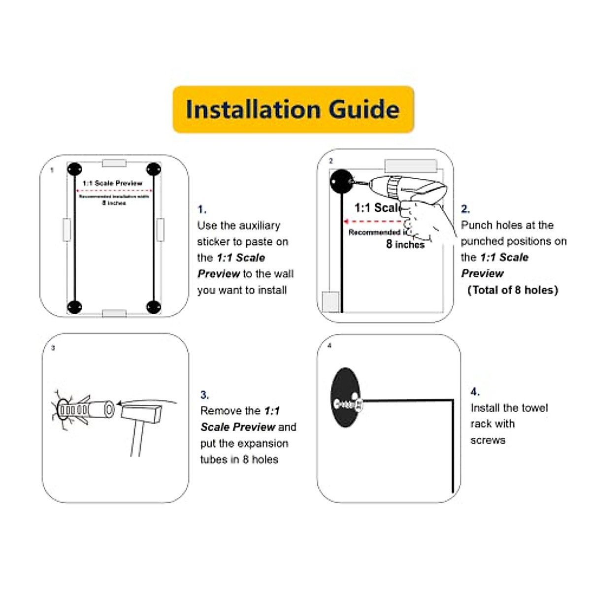 2 Set Towel Rack Holder, Wall Mounted Metal Towel Shelf with Hooks, Minimalist Design Storage Organizer for Towels, Washcloths, Hand Towels, Linens, Yoga Mat, Ideal for Bathroom, Spa, Salon Black