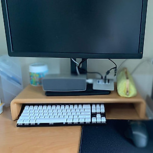 Display Stand, Living Room Decoration Stand,Computer Screen Riser Base,Desk Extension Rack,Desktop Keyboard Storage Organizer,Laptop Stand Base,Desktop Storage Rack,Solid Wood, Corner Tenon Structur