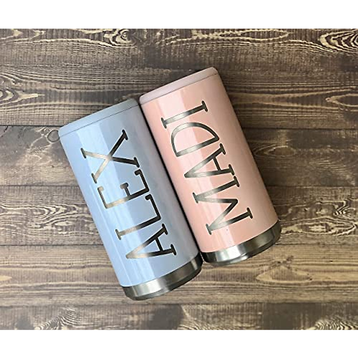 Maars® Personalized Slim Can Cooler Stainless Steel - Skinny Can Cooler Laser Engraved - Stainless Steel 12oz Sleeve, Double Wall Vacuum Insulated Drink Holder for Slim Beer & Hard Seltzer