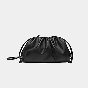 UULMBUJ Women Small Dumpling Pouch Handbag Cloud Purse Soft Clutch Shoulder Crossbody Bag, Black