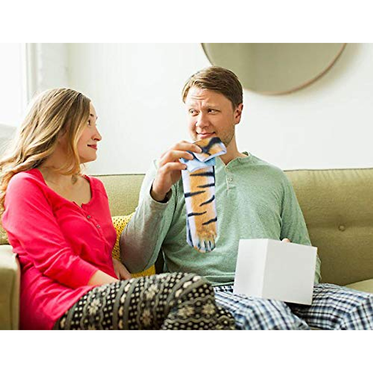 4 Pairs Animal Paw Socks Unisex 3D Print Cat Dog Tiger Novelty Stockings for Women Men White Elephant Gag Gifts Prank Christmas Party Favors