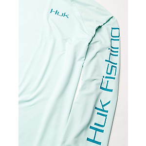 Huk Men's Pursuit Long Sleeve Sun Protecting Fishing Shirt, Americana Flag-Seafoam, 3X-Large