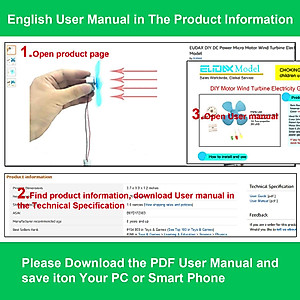 EUDAX DIY DC Power Micro Motor Wind Turbine Electricity Generator Blades Model