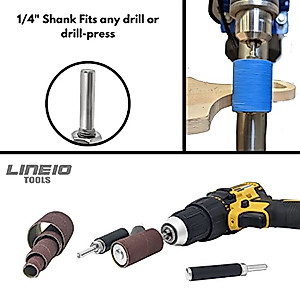 LINE10 Tools 16 Pack Blue Zirconia Sanding Drums and Sleeves Set for Drill, 2-inch Long