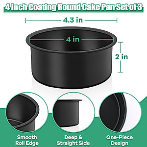 TeamFar 4inch Cake Pan Set of 3, Nonstick Mini Round Baking Cake Pan with Stainless Steel Core, for Baking Smash/Layer Cakes, Healthy & Heatproof, Release Easily & Easy Clean