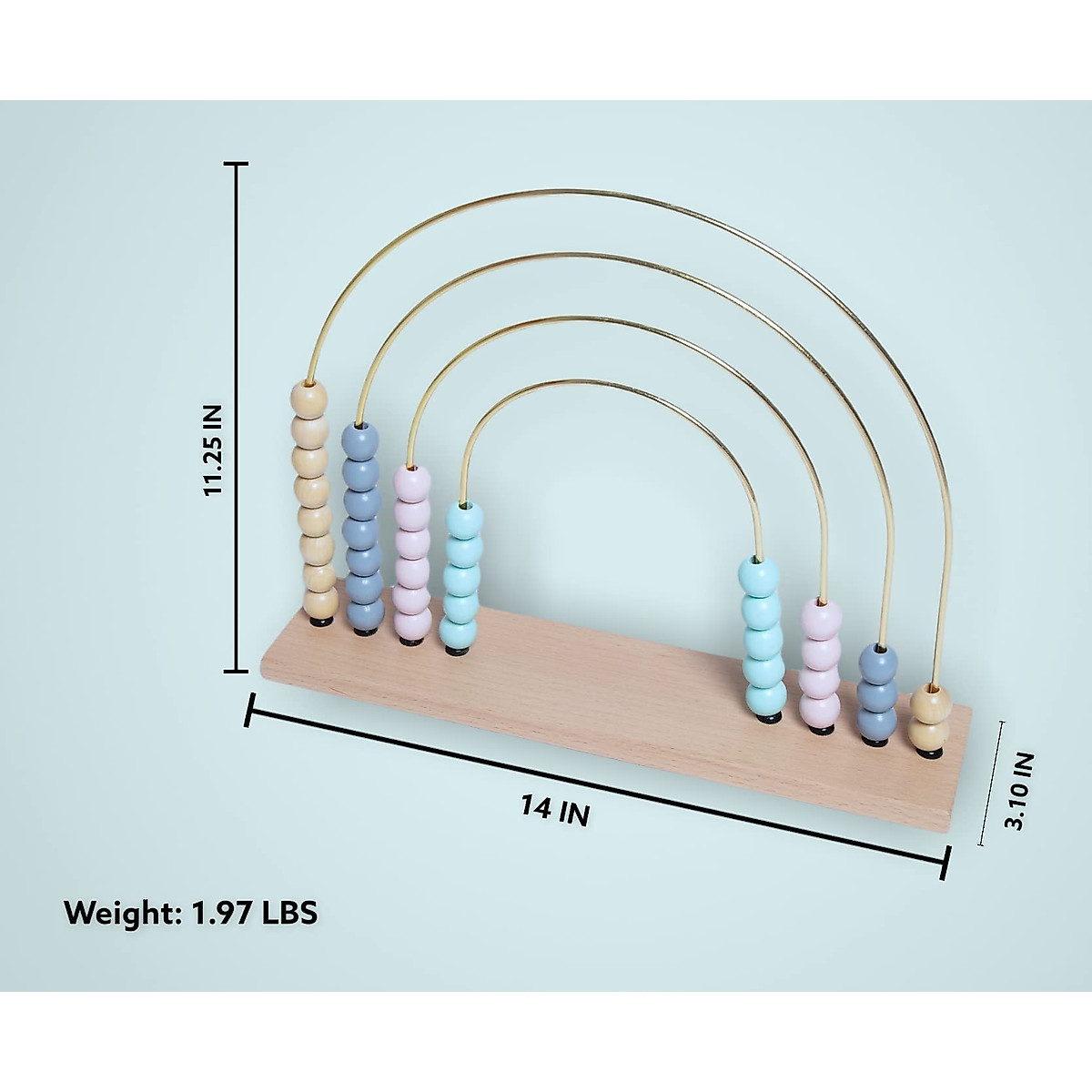 Hoky’s Hut Aesthetic XL Rainbow Abacus 14” x 11.25”- Montessori Toy for 1 Year Old & up 2-in-1 Sensory Toy & Kids Room Decor, Nursery Decor, Kids Bookshelf Decor, Unique or Kids Gifts, Hot Toy