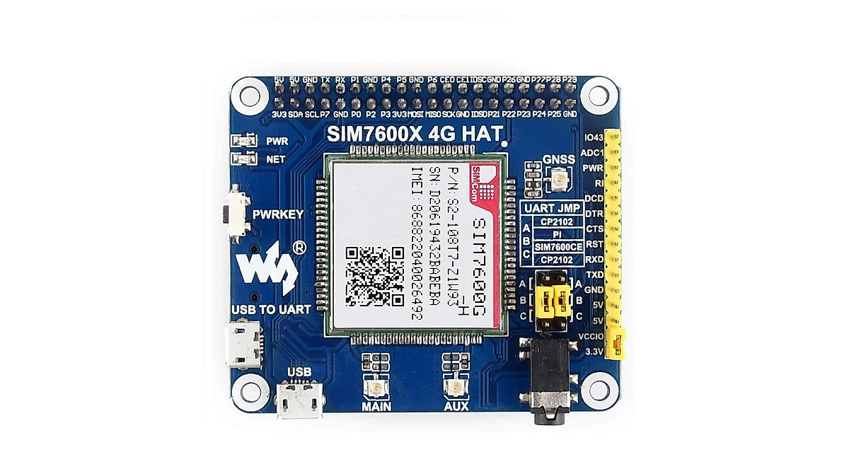 4G/3G/2G GSM GPRS GNSS HAT for Raspberry Pi - LTE CAT4 up to 150Mbps