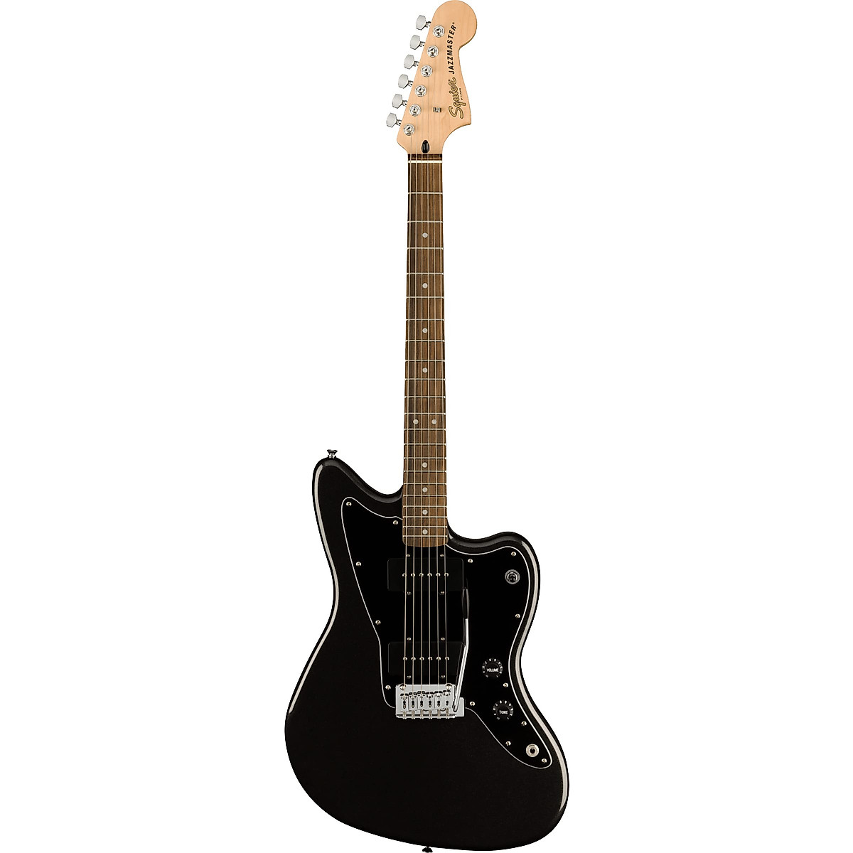 Fender Squier Affinity Jazzmaster - Metallic Black Bundle with Frontman 10G Amplifier, Instrument Cable, Gig Bag, Tuner, Strap, Picks, and Austin Bazaar Instructional DVD