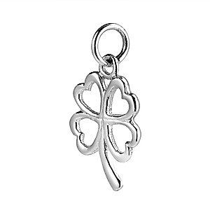 AeraVida Lucky Clover Heart Leaf .925 Sterling Silver Pendant Charm | Adorable Summer Silver Pendant for Women | Pendant Anniversary Jewelry Gift | Charm Pendant for Daughter